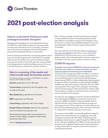 2021 post-federal election analysis | Doane Grant Thornton